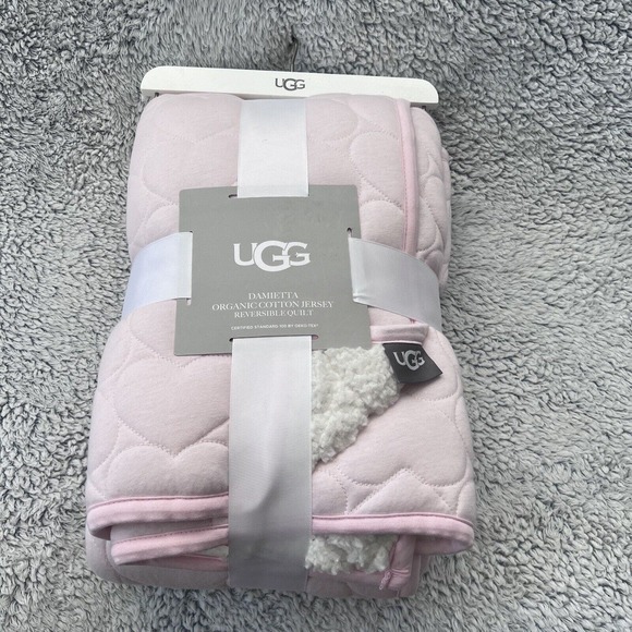 UGG | Bedding | Ugg Baby Quilt Organic Cotton Jersey Sherpa Pink Hearts ...